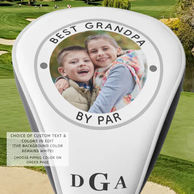 BEST GRANDPA BY PAR Photo Monogram Golf Head Cover | Zazzle