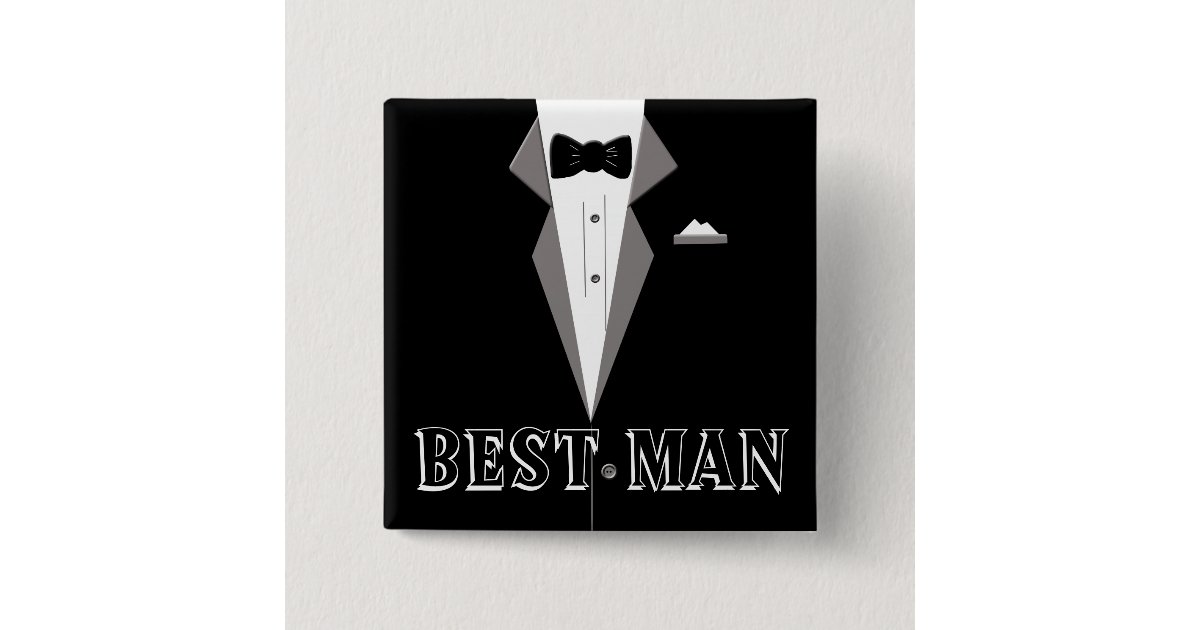 Best Man Tuxedo Art Button | Zazzle