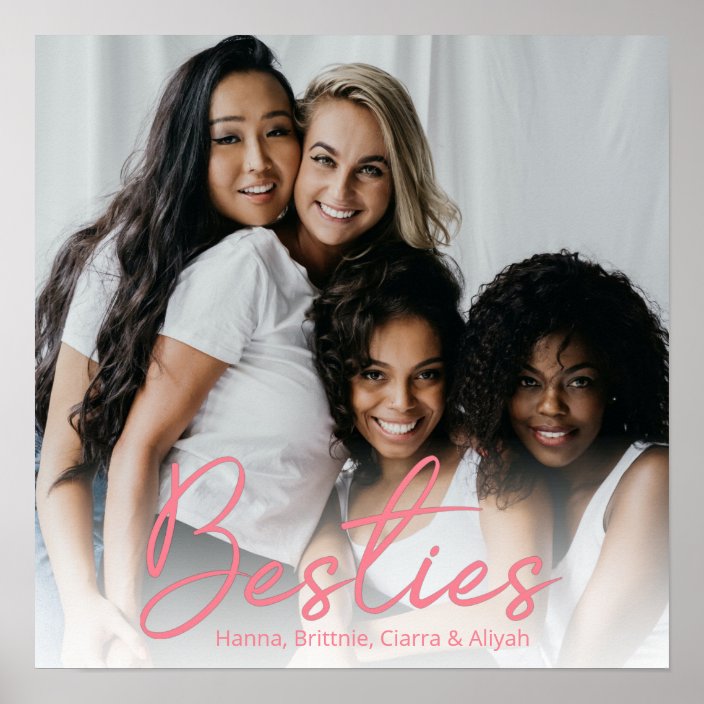 Besties Pink Script Custom Photo Poster | Zazzle.co.uk