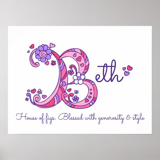 Beth B initial doodle art name meaning Poster | Zazzle.co.uk