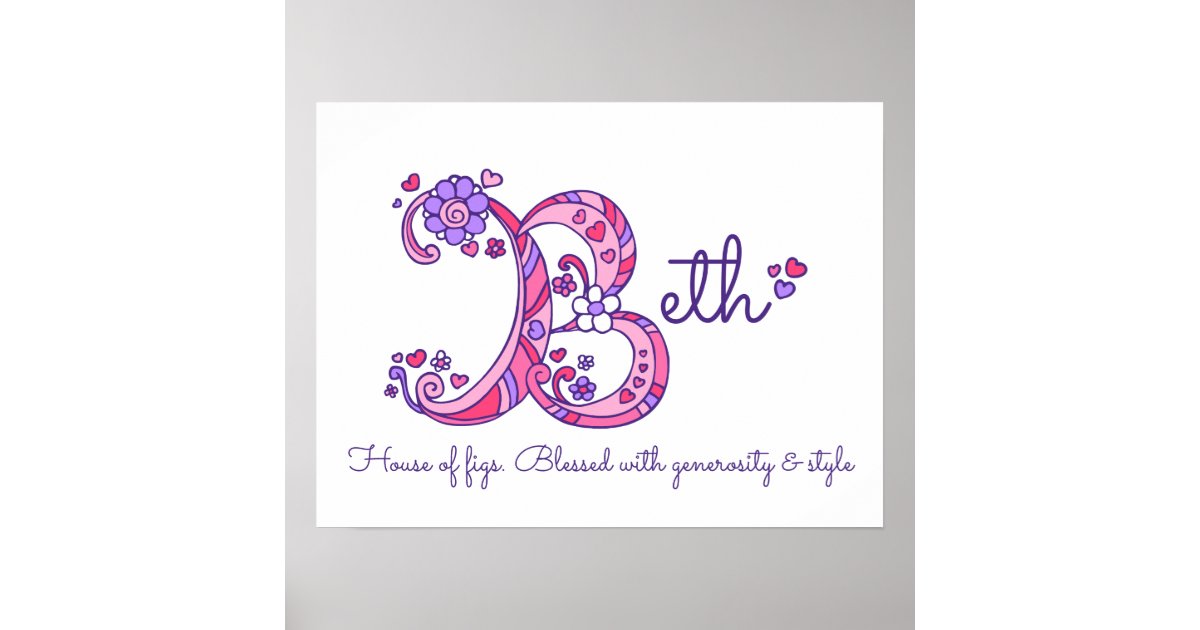 Beth B initial doodle art name meaning Poster | Zazzle