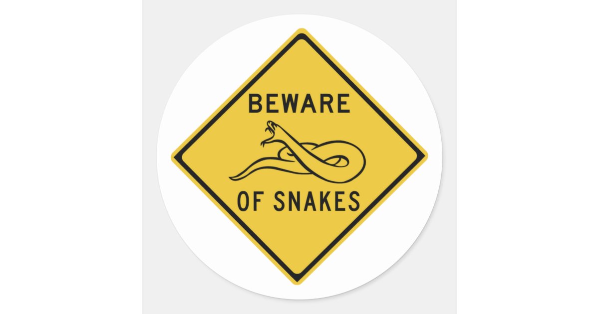 Beware of Snakes, Traffic Warning Sign, Australia Classic Round Sticker ...