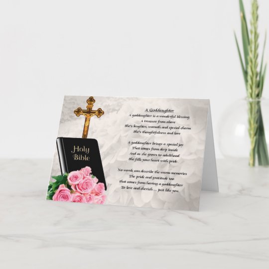 Bible & Roses Goddaughter Poem Greeting Card | Zazzle