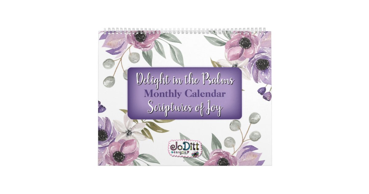 Bible Verse Scriptures Watercolor Floral Monthly Calendar | Zazzle