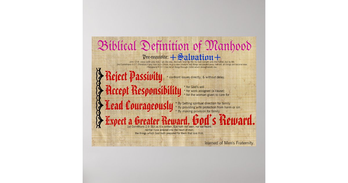 Biblical Definition of Manhood. Poster | Zazzle