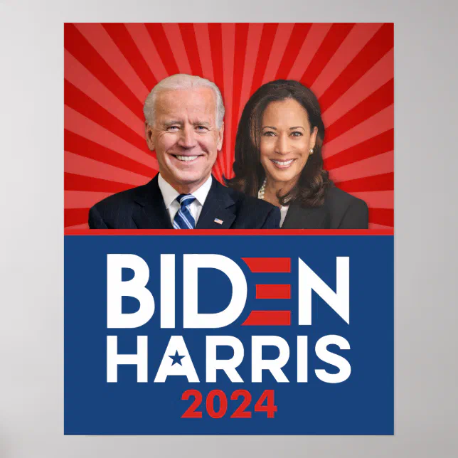 Biden Harris Photo - 2024 star - Red White Blue Poster | Zazzle
