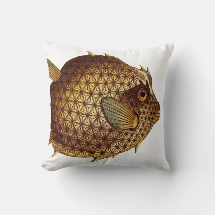Big Beautiful Puffer Fish Throw Pillow | Zazzle