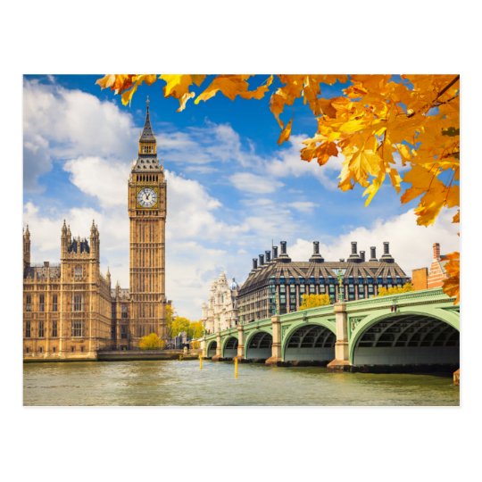 Big Ben With Autumn Leaves, London Postcard | Zazzle.co.uk