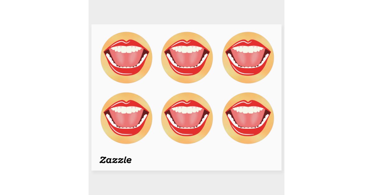 Big Mouth Funny Cool Laughing Round Stickers | Zazzle