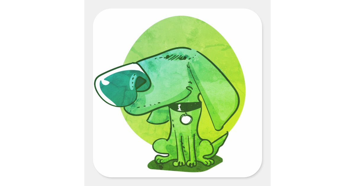big nose funny dog cartoon square sticker | Zazzle