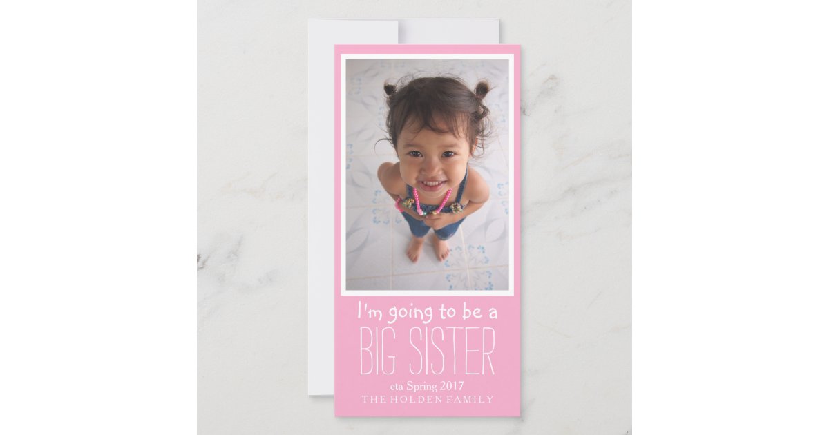 Big Sister Baby Arrival Announcement Card | Zazzle