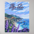 Big Sur California Coastline Retro West Coast Poster | Zazzle