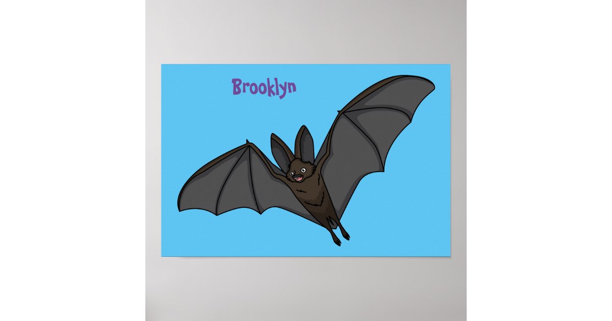 Big vampire bat cartoon illustration poster | Zazzle
