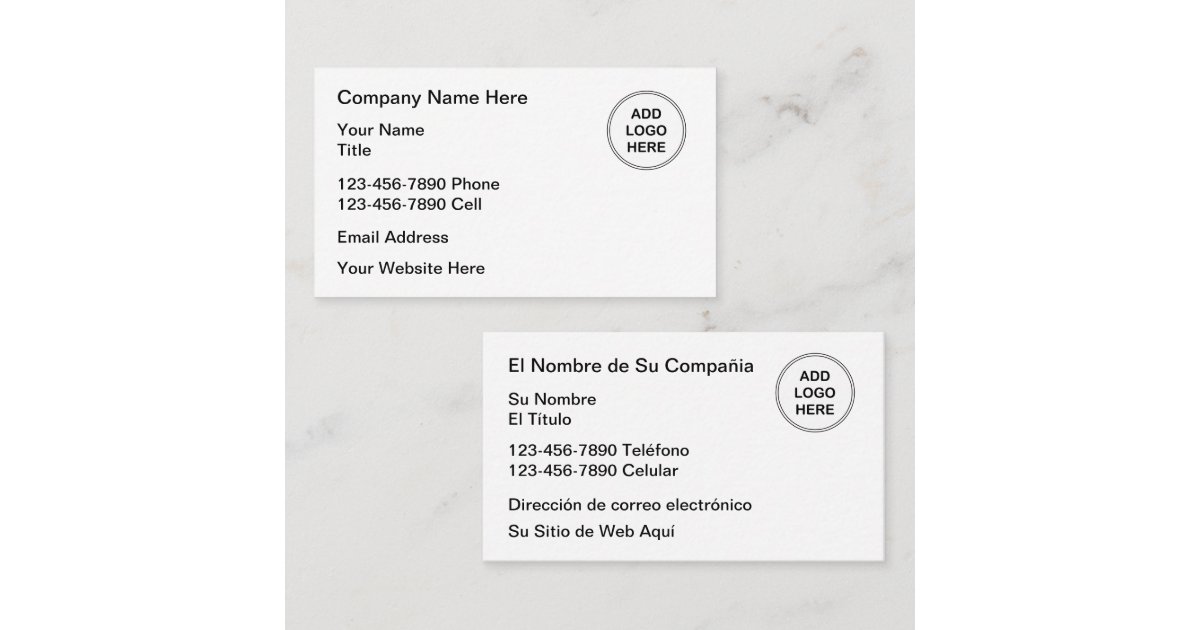 Bilingual English Spanish Logo Business Cards | Zazzle