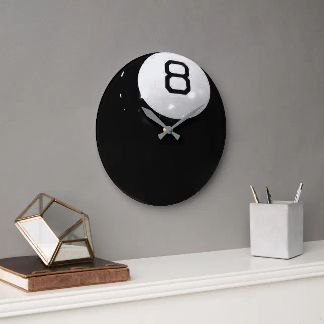 Billiard Eight Ball Large Clock | Zazzle