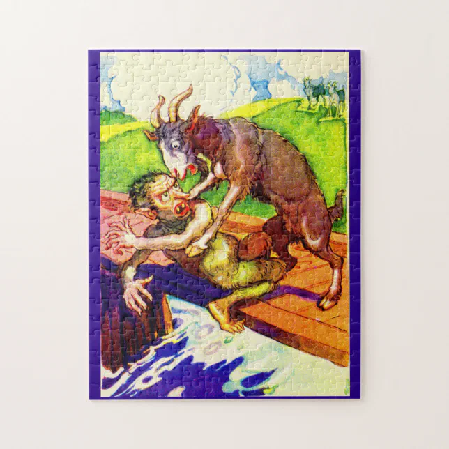 billy goat gruff and troll jigsaw puzzle | Zazzle