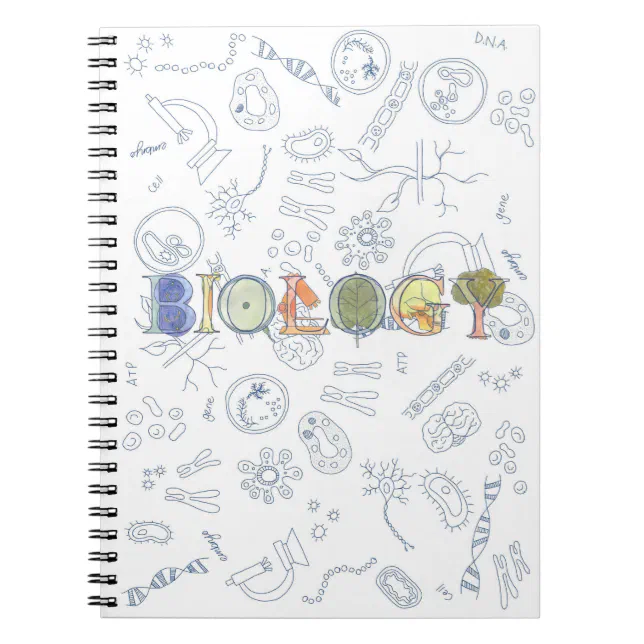Biology typography and diagrams notebook | Zazzle