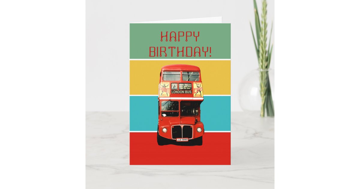 Birthday Card with London Bus | Zazzle