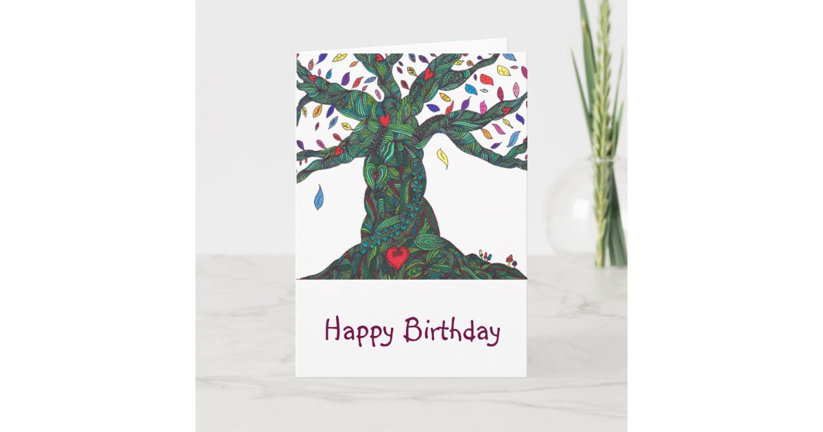Birthday card with tree | Zazzle