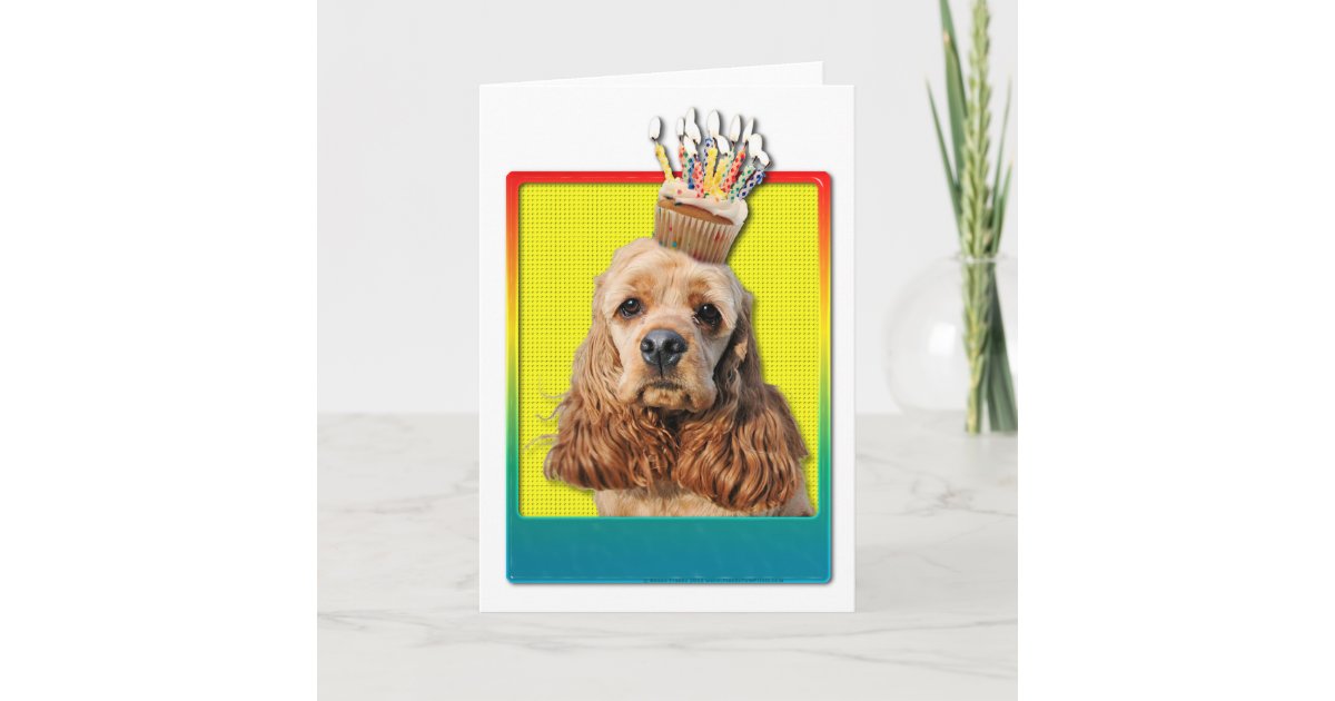 Birthday Cupcake - Cocker Spaniel Card | Zazzle