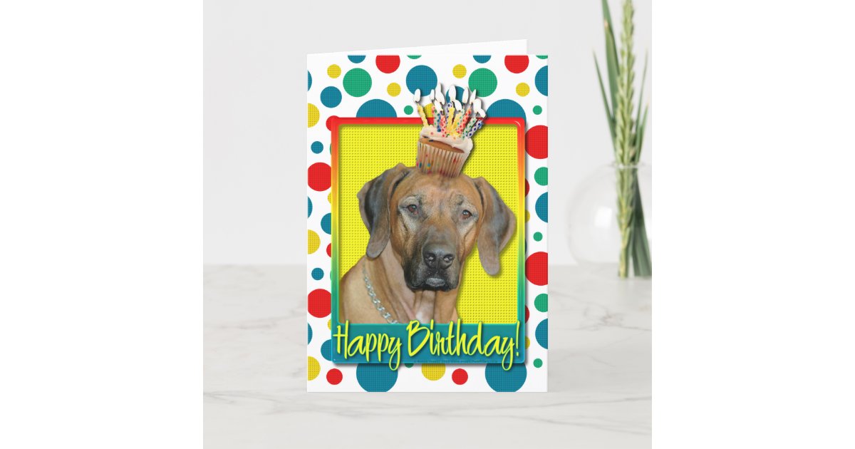 Birthday Cupcake - Rhodesian Ridgeback Card | Zazzle