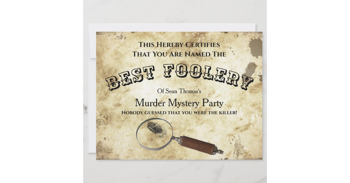 Birthday Murder Mystery Certificate | Zazzle