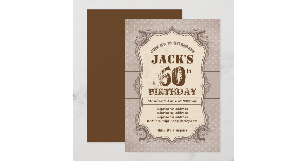 Birthday Party invitation, vintage brown colour Invitation | Zazzle