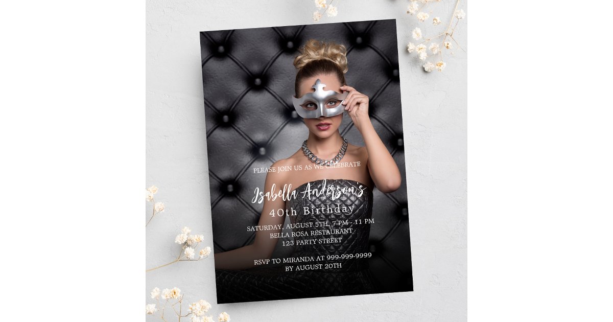 Birthday party photo luxury invitation | Zazzle