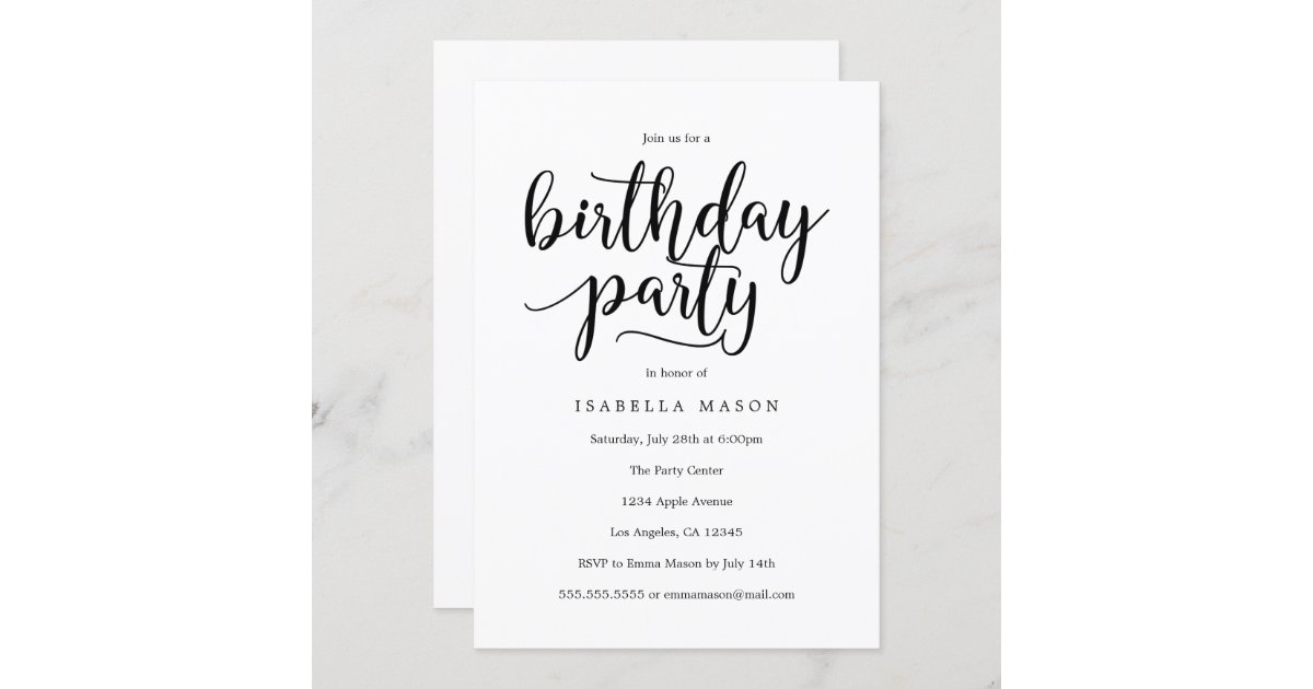 Birthday Script | Birthday Party Invitation | Zazzle