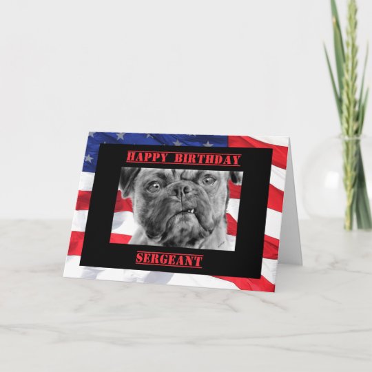 Birthday Sergeant Military Soldier Pug Dog Card | Zazzle.co.uk
