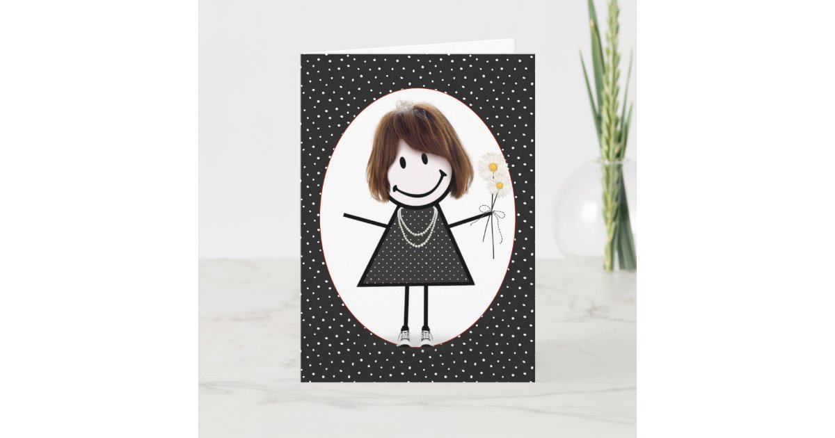 Birthday Stick Figure Girl for Friend Card | Zazzle