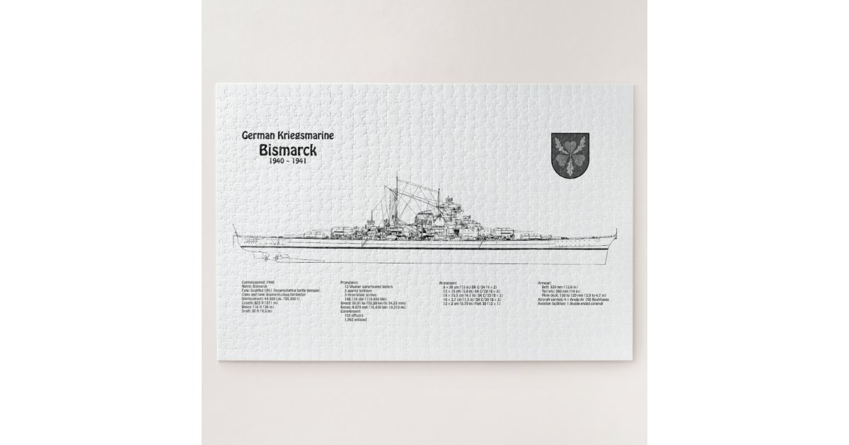 Bismarck - Battleship Blueprint Plans BD Jigsaw Puzzle | Zazzle