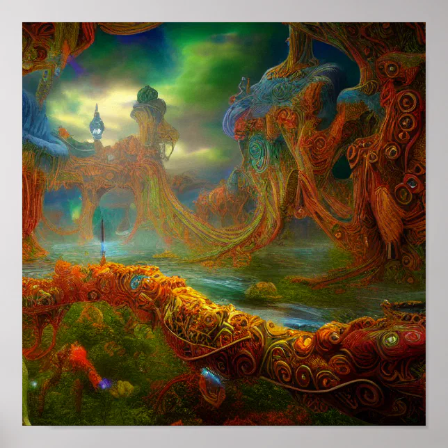Bizarre Alien Ornamental Lake Lucid Dream Poster | Zazzle