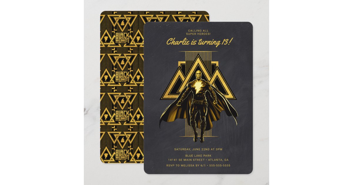 Black Adam Chalkboard Birthday Invitation | Zazzle