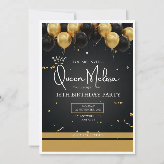 Black and Gold editable birthday card | Zazzle