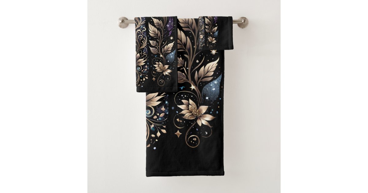 Black And Gold Hand Tattoo Bath Towel Set | Zazzle