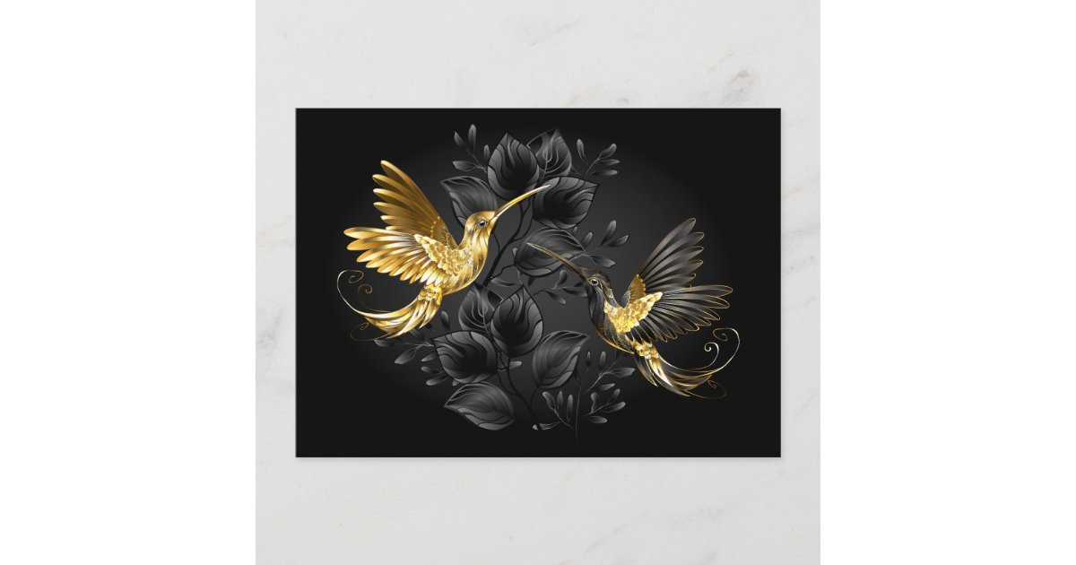 Black and Gold Hummingbird Enclosure Card | Zazzle