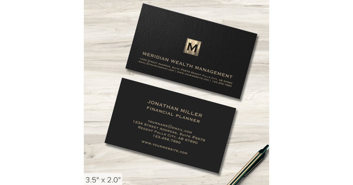 Black and Gold Monogram Initial Logo Emblem Business Card | Zazzle