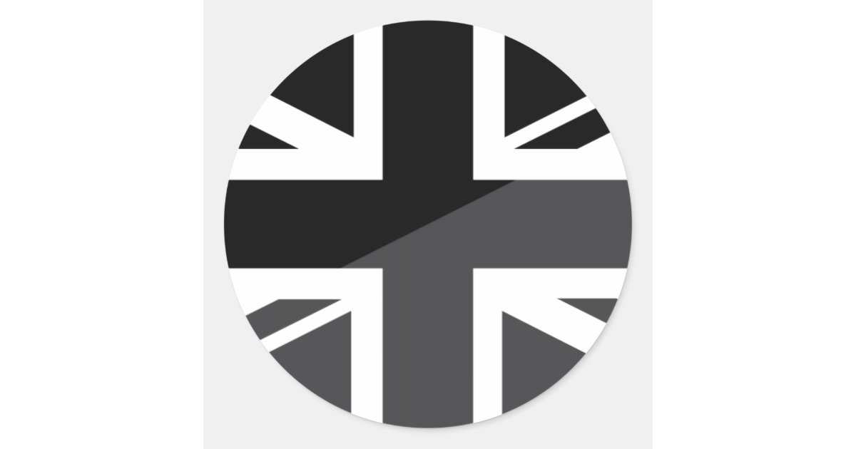 Black and grey Union Jack British(UK) Flag Classic Round Sticker | Zazzle