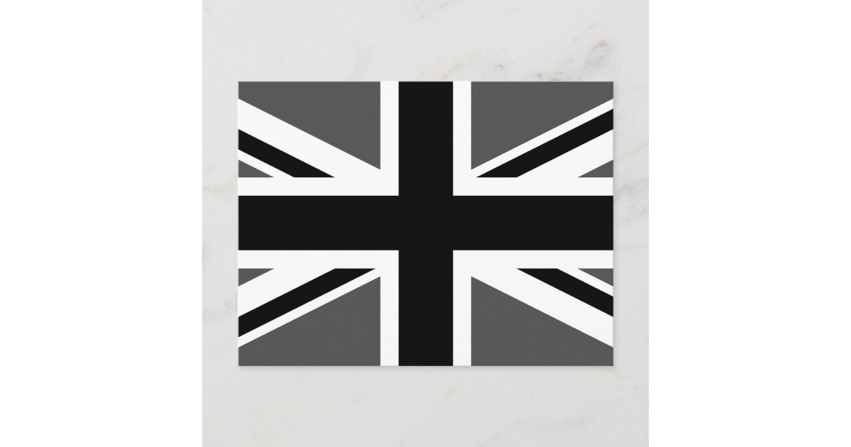 Black and Grey Union Jack Postcard | Zazzle