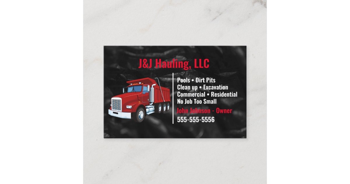 Black and Red Dump Truck Business Card | Zazzle