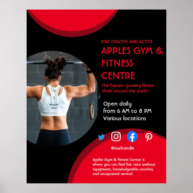 black and red Photo gym personal trainer fit Flyer Poster | Zazzle