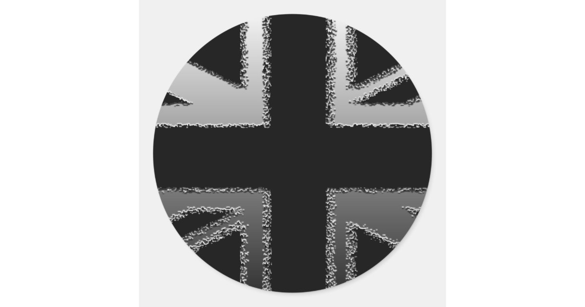 Black and Silver Grey Union Jack Flag Classic Round Sticker | Zazzle