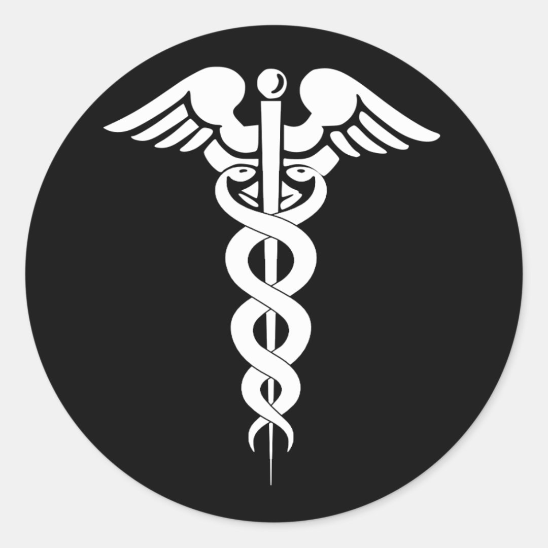 Black and White Caduceus Medical Symbol Sticker | Zazzle