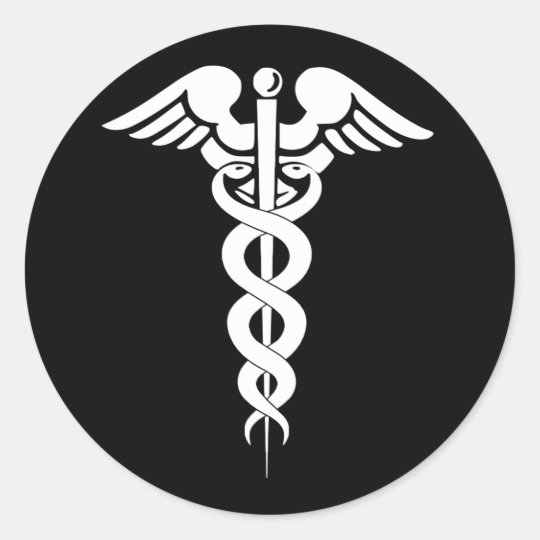 Black and White Caduceus Medical Symbol Sticker | Zazzle.co.uk