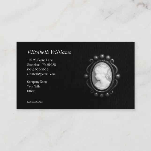 Black and White Cameo Silhouette Business Card | Zazzle