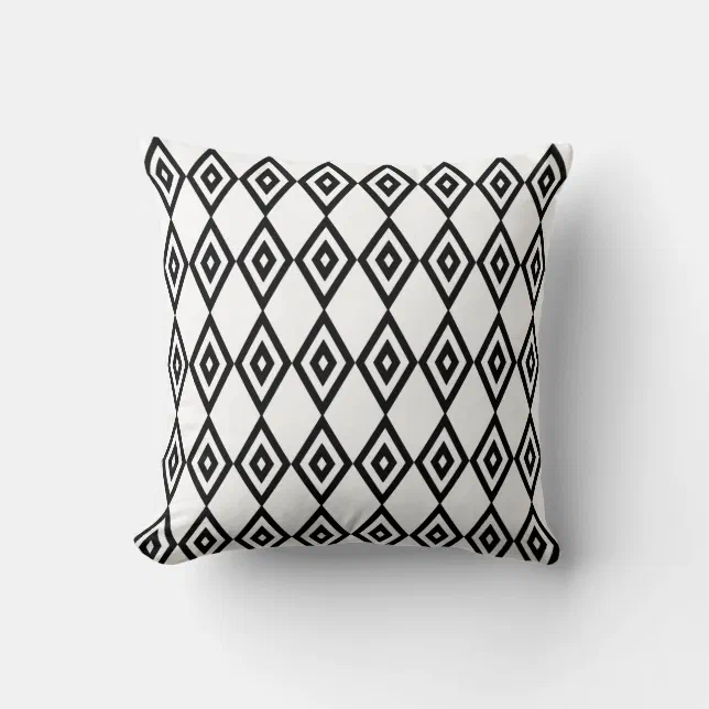 Black and White Double Diamond Pattern Cushion | Zazzle