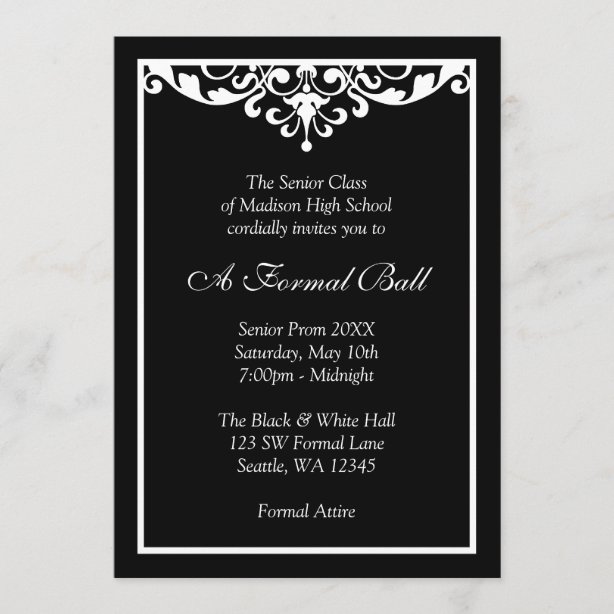 Black And White Ball Invitations | Zazzle UK