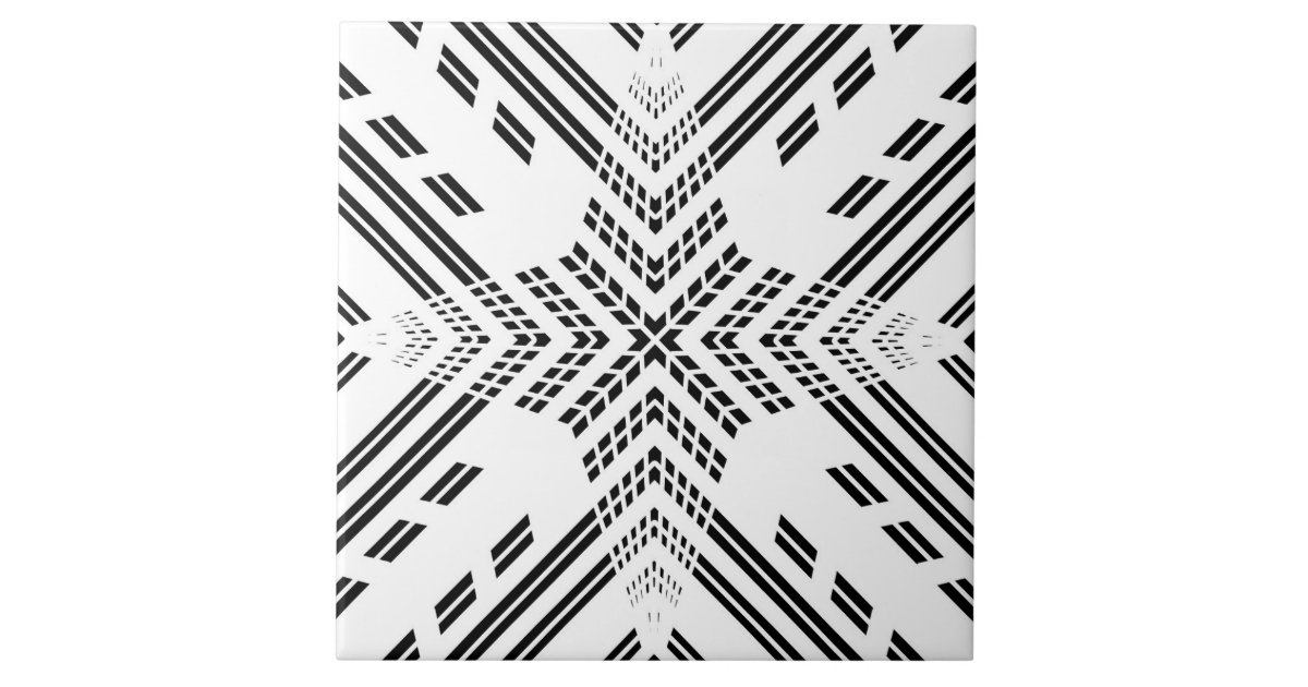 Black and White Geometric Star Tile | Zazzle