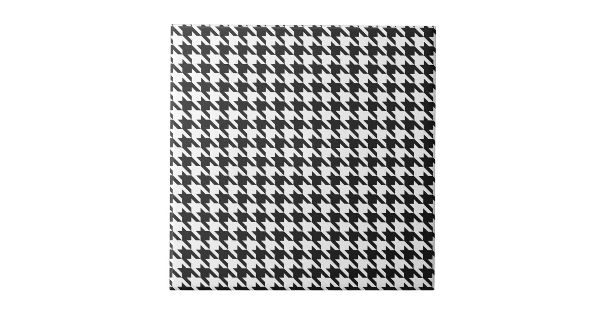 Black and White Houndstooth Pattern Tile | Zazzle